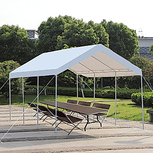 LVUYOYO Carport, 10x20 ft Heavy Duty Carport Car Canopy, Portable Garage Party Tent, Garage Shelter Boat Party Tent Shed with Removable Sidewalls and Zipper Doors for Car, Truck, SUV, Party