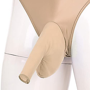 Vxuxlje Men's 30D Oil Glossy Spandex Panties Shiny Silky Penis Sleeve High Waist Tights Underwear Coffee A X-Large