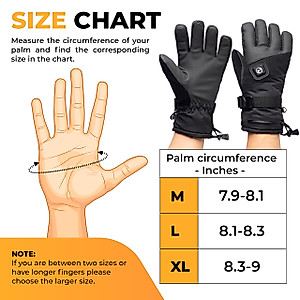 Foxelli Heated Gloves for Men & Women - 3 Heat Settings, Touchscreen Compatible, Rechargeable Waterproof Electric Gloves for Winter Outdoor Sports