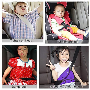 AK KYC 2 Pack Seatbelt Adjuster for Kids Car Child Seatbelt Adjusters Belt Cover Strap Protector Pad for Children Baby Adult Shoulder Neck Safety Triangle Positioner Purple + Blue