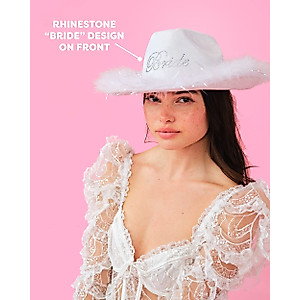 xo, Fetti Bride Cowgirl Hat, Bachelorette Party | White Velvet Fur Veil Favors, Engagement, Last Rodeo Gift + Bridal Shower Supplies