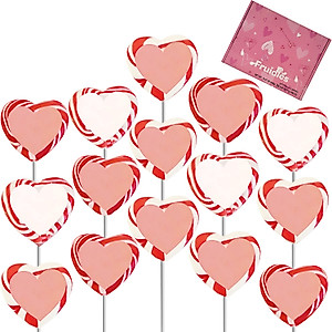Fruidles Valentine's Day Red and White Swirl Heart Lollipop Candy Sucker Assorted, Individually Wrapped (24-Pack)