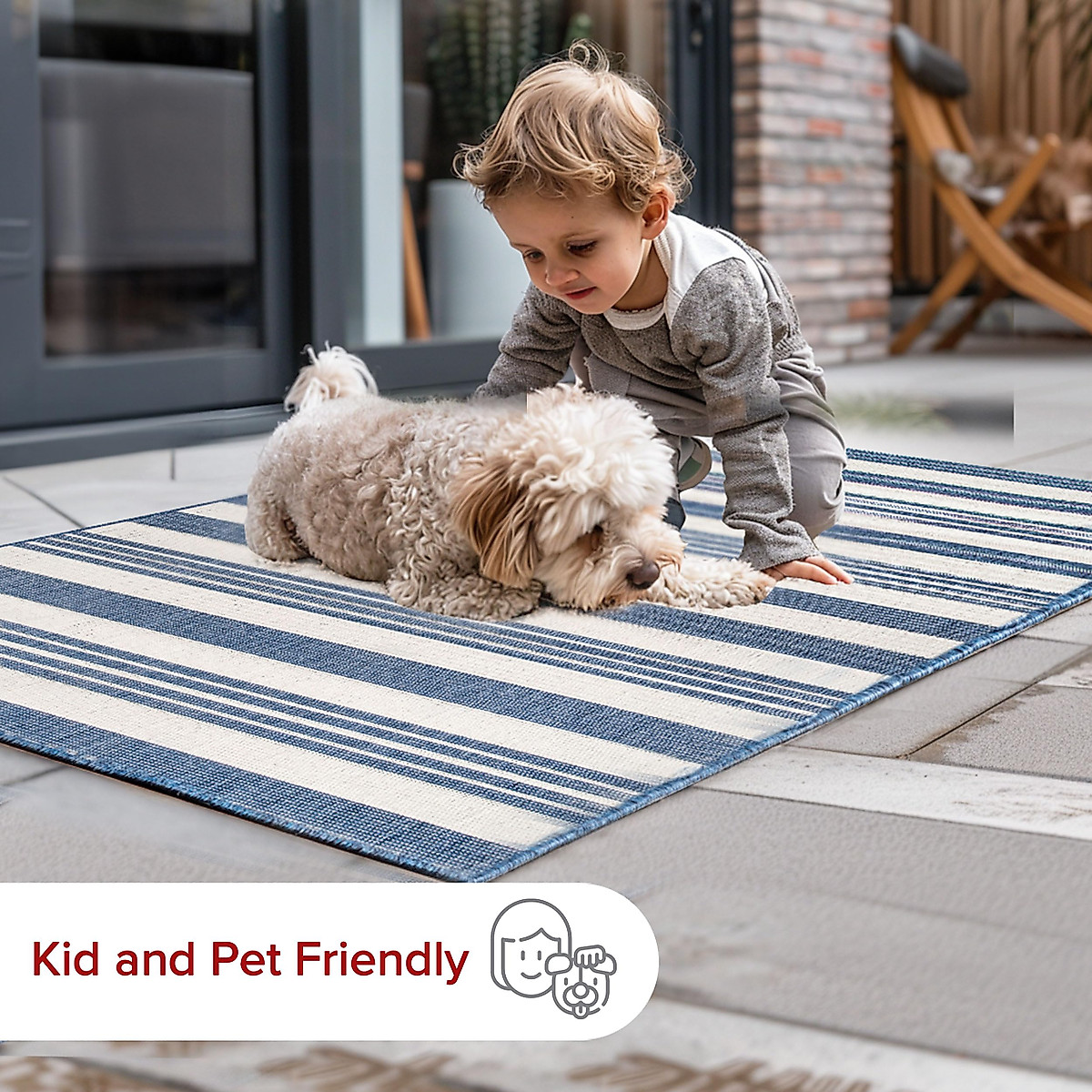 nuLOOM Robin Multi Stripe Indoor/Outdoor Area Rug, 10x14, Blue