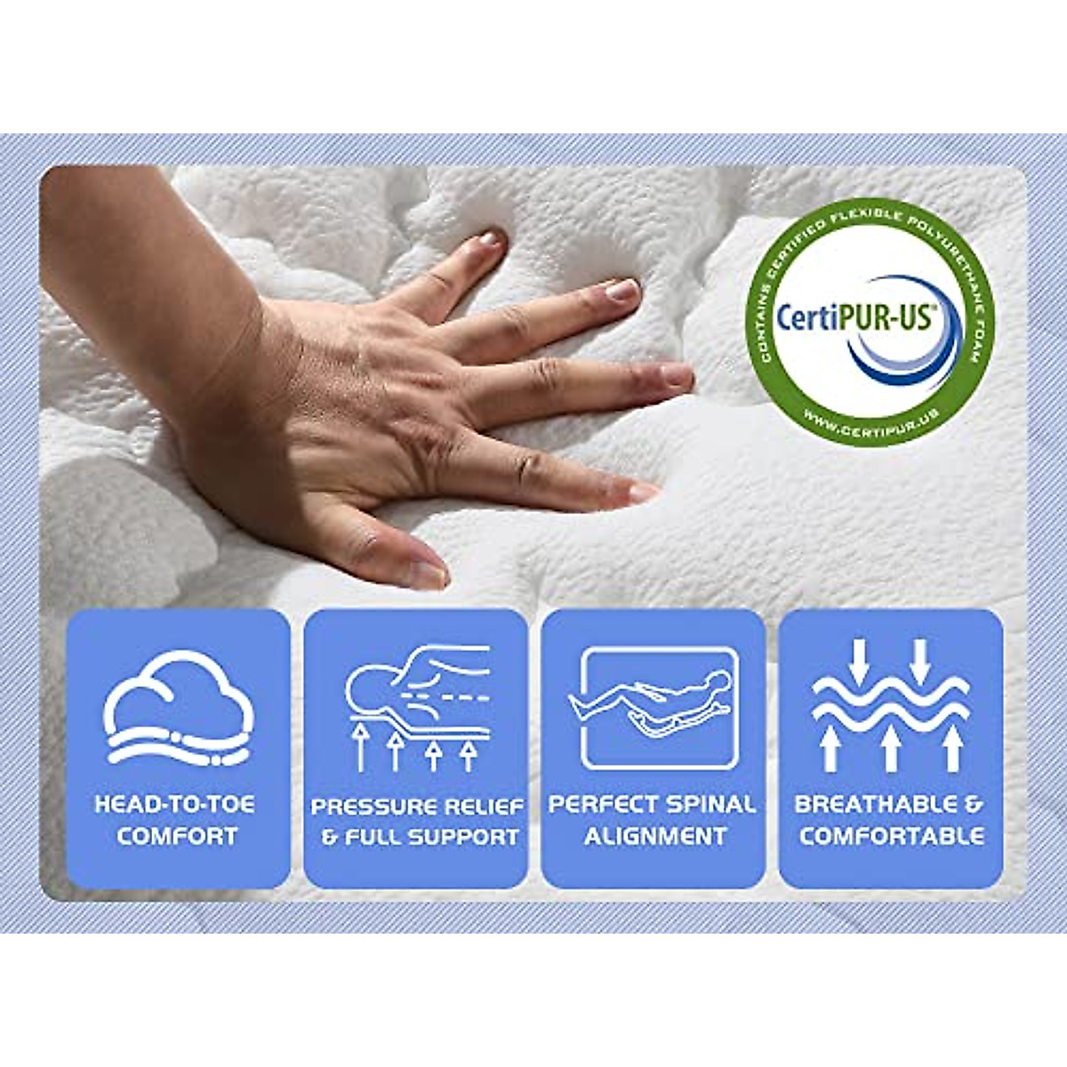 AICEHOME Queen Mattress,10 Inch Medium Firm Feel Hybrid Mattress in a Box, Gel Memory Foam Multilayer Design Mattress,Individually Wrapped Spring for Motion Isolation & Support (Queen)