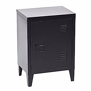 Homy Casa Inc Graves Solo Storage Lockers, Metal Black Nightstand, Metal Cabinet-Black