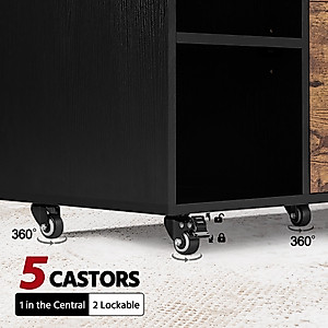 Yaheetech File Cabinet Filing Cabinets with Socket & USB Charging Port 2 Drawers Lateral Printer Stand for Letter Size A4 Size, Home Office Black/Rustic Brown