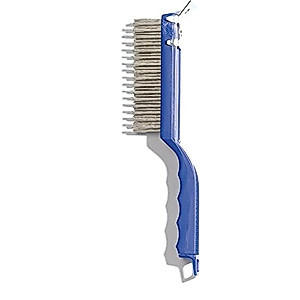 SPARTA 4067200 Flo-Pac Plastic Kitchen Brush, Grill Cleaning Brush, Griddle Brush With Scraper For Kitchen, Restaurant, Home , 11.375 Inches, Blue