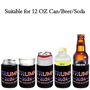 2024 Can Cooler Sleeves - 12 PCS Black Insulated Neoprene Can Covers Bulk Reusable for Soda Beer Beverages - 4th of July Patriotic Decoration Party Supplies Gifts