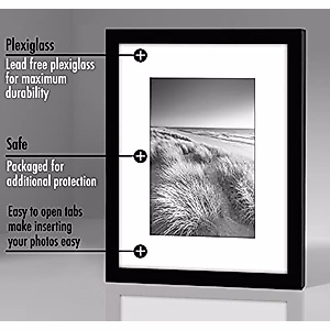 Americanflat 8x10 Picture Frame in Black - 2 Pack - Use as 5x7 Picture Frame with Mat or 8x10 Frame Without Mat - Includes Sawtooth Hanging Hardware for Horizontal or Vertical Display
