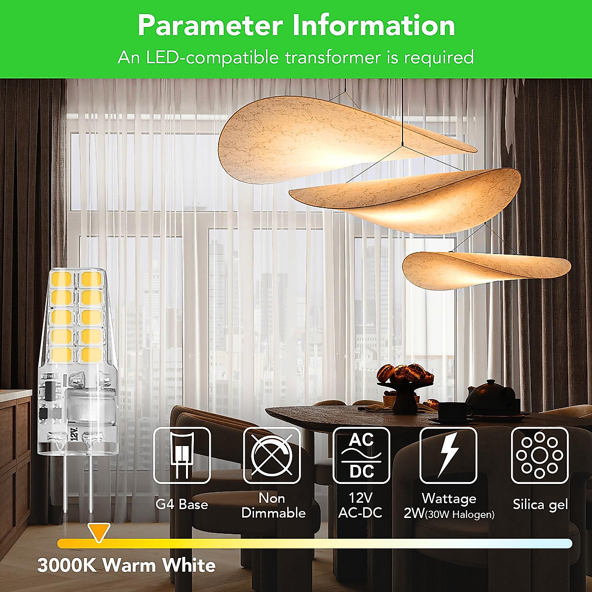 BUBO 10 Pack G4 LED Bulb 2W Equivalent 30W 3000K Warm White 250 Lumens 360°Beam Angle, T3 Halogen Bulb Replacement Landscape Bulbs, AC/DC 12V Led Lights G4 Bi-Pin Base for Outdoor Landscape Lighting