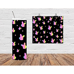 Holographic Easter Bunny 20oz Stainless Steel Tumbler with Spill-Proof Lid and Straw