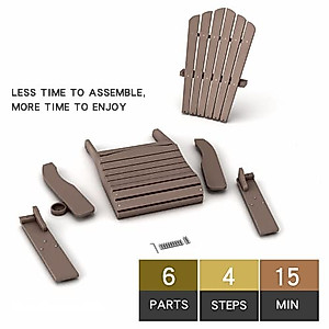 EFURDEN Adirondack Chair, Oversize and Weather Resistant Poly Lumber Chair with Cup Holder for Patio, Lawn and Garden, Brown
