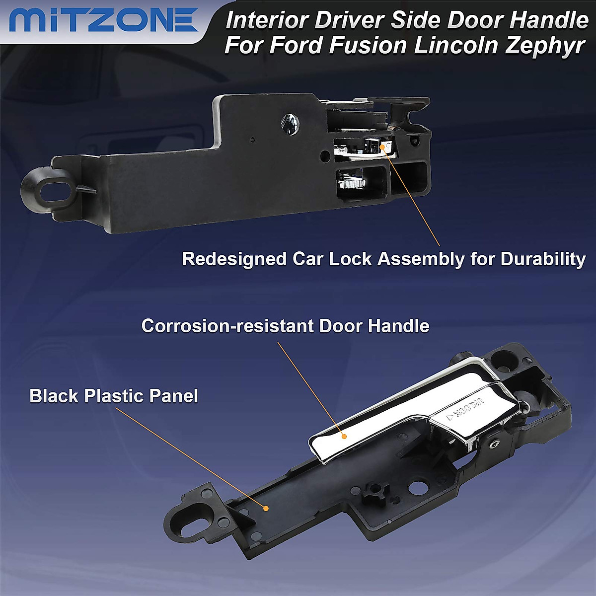 MITZONE Driver Side Interior Door Handle Front Left Compatible with 2006-2012 Ford Fusion 2007-2012 Lincoln MKZ 2006-2011 Mercury Milan Replaces 6E5Z5422601A 81702