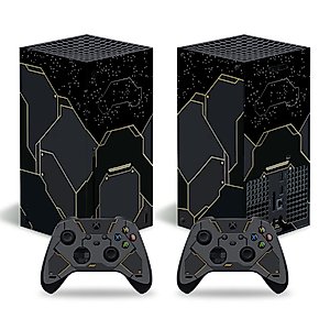 Skin Sticker for Xbox Series X Console and Wireless Controllers, Protective Skin Wrap Vinyl Decal Compatible with Xbox Series X (Black)