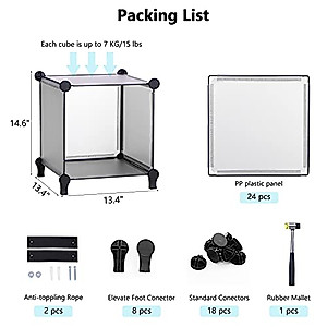 ANWBROAD Cube Storage Organizer 6-Cube Closet Organizers and Storage DIY Modular Plastic Closet Cabinet Book Shelf Cubes Organizer Storage Shelving for Home Bedroom Office Living Room Gray ULCS006H