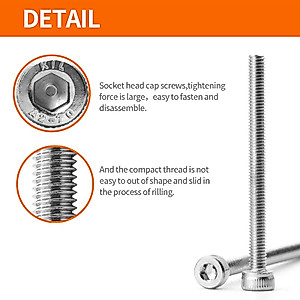 NIULUNBAO M3 x 30mm 35mm 40mm 45mm 50mm Hex Socket Head Cap Screws Bolts, 304 Stainless Steel, Metric Machine Fully Threaded, Bright Finish, Allen Hex Drive, Assortment Kit 100PCS