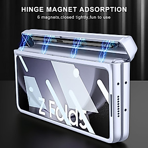 DOOTOO for Samsung Galaxy Z Fold 5 Case with [Fold5 Edition S-Pen Holder] Magnetic Hinge Coverage Protective Built-in Screen Protector Kickstand Shockproof All-Inclusive Case (Light Blue)