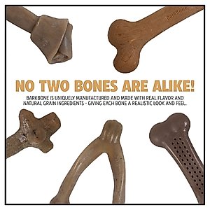 Pet Qwerks Wishbone BarkBone - Nylon Chew Toy for Aggressive Chewers - Bacon Flavor - 8.25"