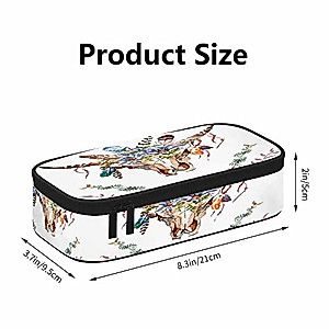 Yakuna Cow Skull Pencil Case Organizer Watercolor Bull Head Flowers Ribbon Feathers Plant Boho Style Pen Bag High Capacity for Office Women Adult Teen Gift