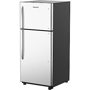 Full Size Refrigerator 18 Cu Ft with Top Freezer, Double Door, Low noise, Removable Glass Shelves, for Home, Office, Garage, Adjustable Temperature Settings, Stainless Steel