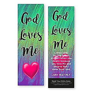 Children's Christian Bookmark - God Loves Me | John 16:27 | Pack of 25