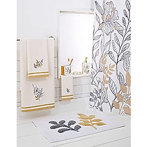 Avanti Linens Collection Sketched Flowers Bathroom Accessories, Fingertip Towel, White