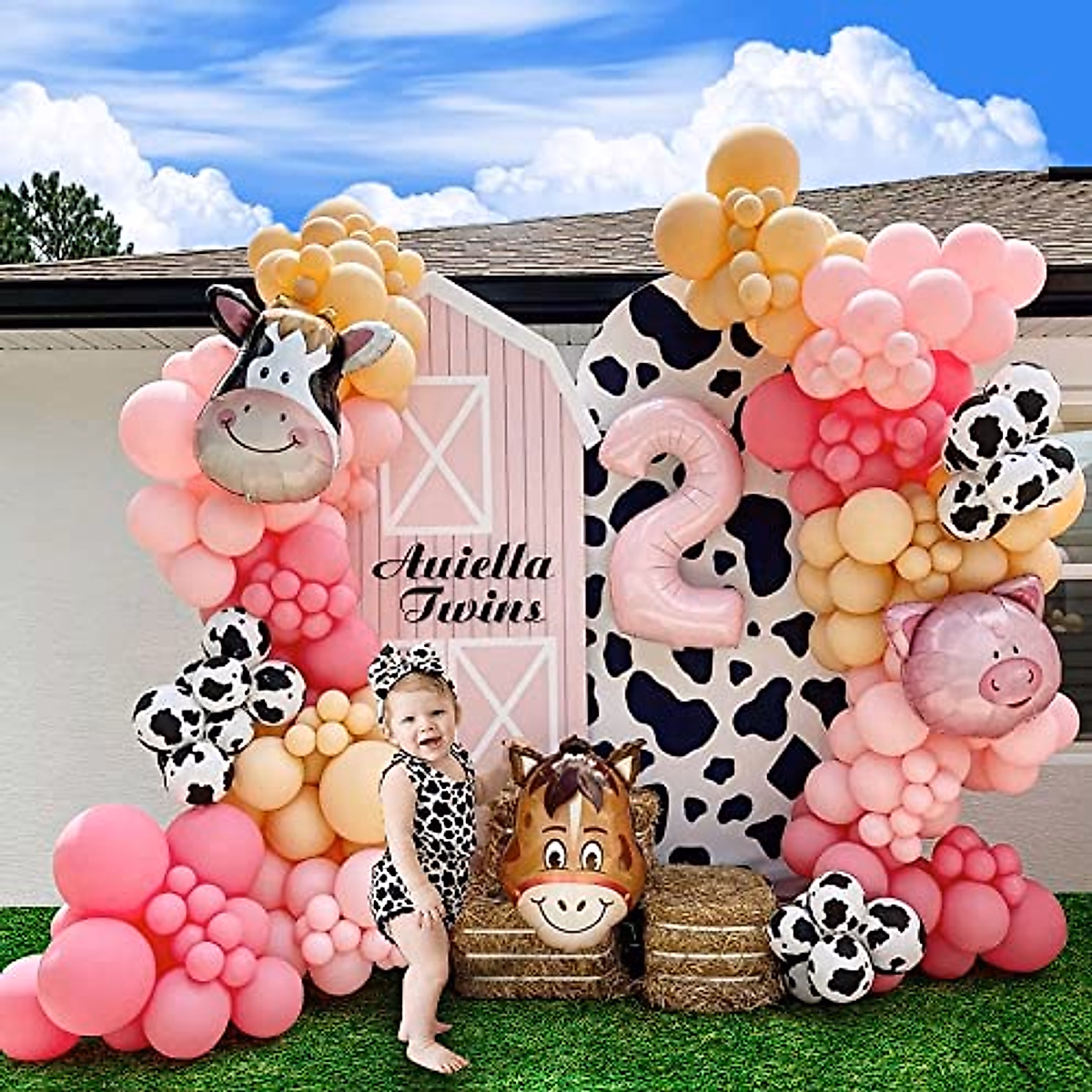 Cow Balloon Garland Kit Print Head Farm Animals Farm Animal Themed Party Decoration
