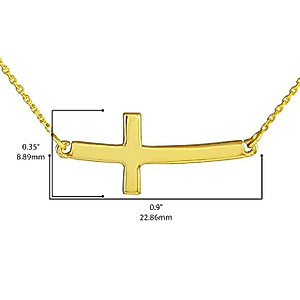 14k Gold Curved Sideways Cross Necklace (16 Inches)