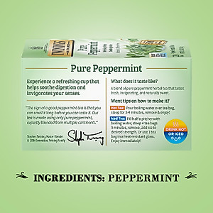 Twinings Pure Peppermint Tea - Refreshing Mint Tea, Naturally Caffeine-Free Herbal Tea Bags Individually Wrapped, 20 Count (Pack of 3)