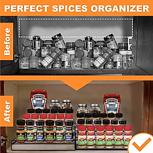 BAOTOUR Tiered Spice Rack Organizer for Cabinet,Spice Rack for Cabinet,Spice Shelf Organizer for Cabinet,Spice Storage for Inside Cabinet (Metal,Expandable,4 tier)