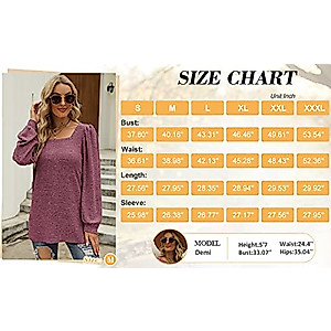 WIHOLL Tunic Shirts for Women Loose Fit Long Sleeve Square Neck Tops Grey Blue XL