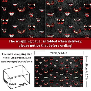 JarThenaAMCS 12 Sheets Halloween Bloody Wrapping Paper - Not Roll - Horror Blood Handprint Paw Blade Gift Wrap Paper Folded Flat for DIY Crafts Holiday Party Supplies, 19.7 x 27.6 Inch