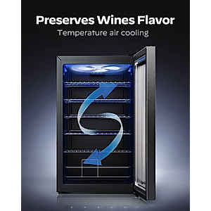 Silonn 24 Bottle Wine Cooler/Cabinet Beverage Refrigerator,Small Mini Wine Cellar for Red,White,Champagne or Sparkling Wine,40f-61f Digital Temperature Control Wine Fridge Glass Door