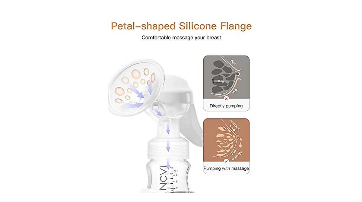 NCVI Portable Manual Breast Pump - Powerful Suction & BPA Free