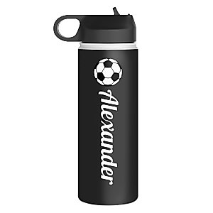 wowcugi Personalized Soccer Water Bottle Sports Insulated Stainless Steel Travel Bottles 12oz 18oz 32oz Birthday Christmas Customized Gifts For Kids Adults Soccer Lovers Players Fan Coach