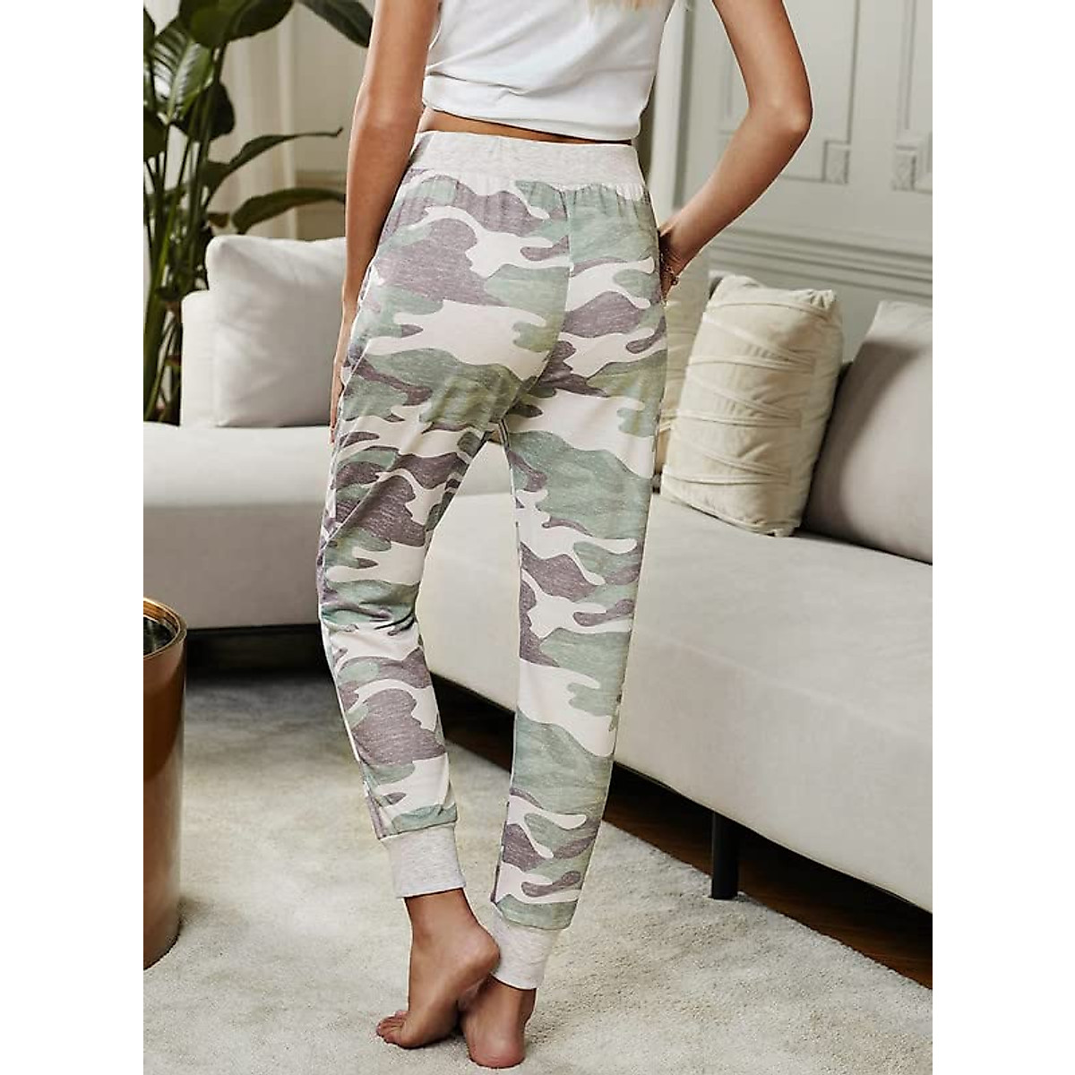 Dokotoo Womens Fashion Casual Summer Front Roomy Pockets Army Drawstring Elastic Waist Cotton Comfy Jogging Pants Jogger Pants Sweatpants S
