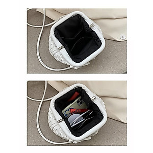 HANDAFA Ladies Satchel Purse Hand-woven Shoulder Bag For Women Weave Dumpling Bag(Yellow)