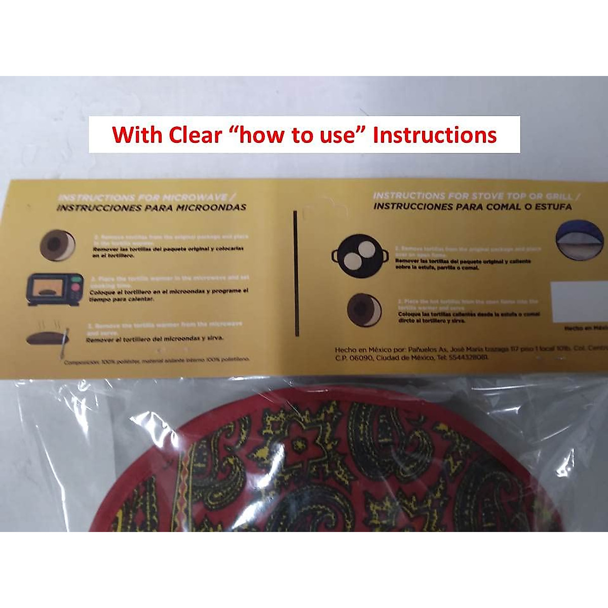 Tortilla Warmer Microwave Safe / Microwaveable Container Round 8in With Bandana-like desing, two layers, this container will keep your tortillas warm/ Mexican Tortillas Warmer