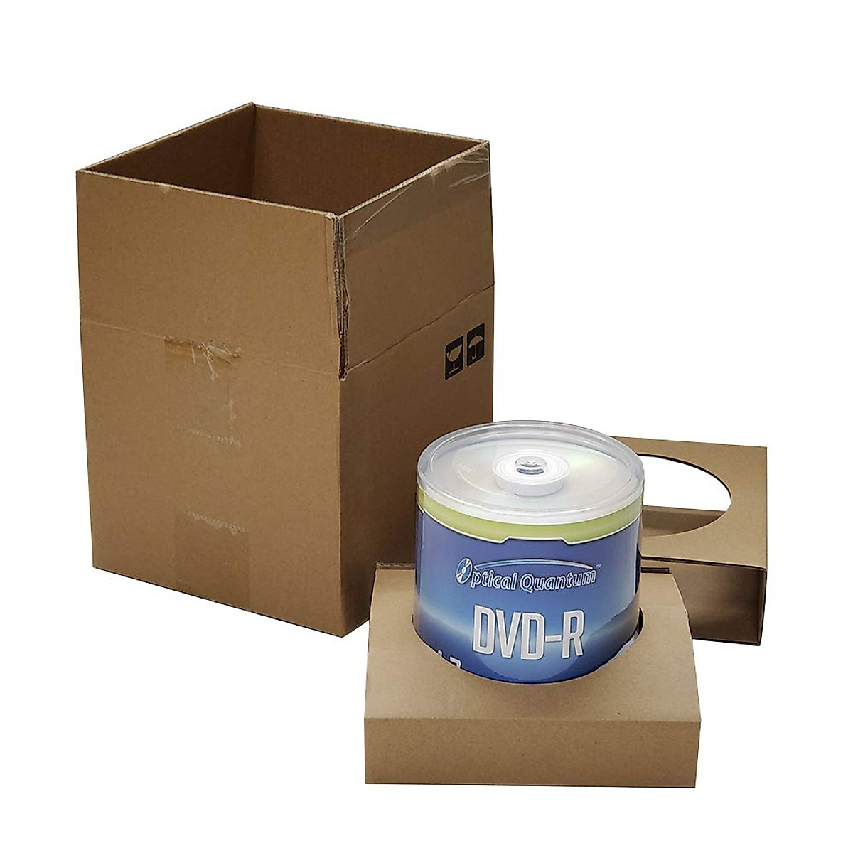 Optical Quantum DVD-R 4.7GB 16x Logo Top Media Disc - 100 Discs Cake Box (FFP), Blank DVDs for Burning, Writable Recordable DVD Discs, DVD-R Blank Discs 100 Pack