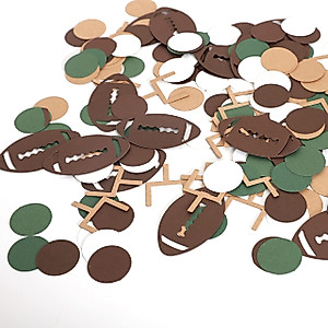 210 Pieces Football Party Table Confetti - First Year Dow，Baby Shower Sport Game Day Party Supplies，Superbowl Party Decorations，First Touch Down，Baby Boy，Brown Olive，First Year Down Football Birthday