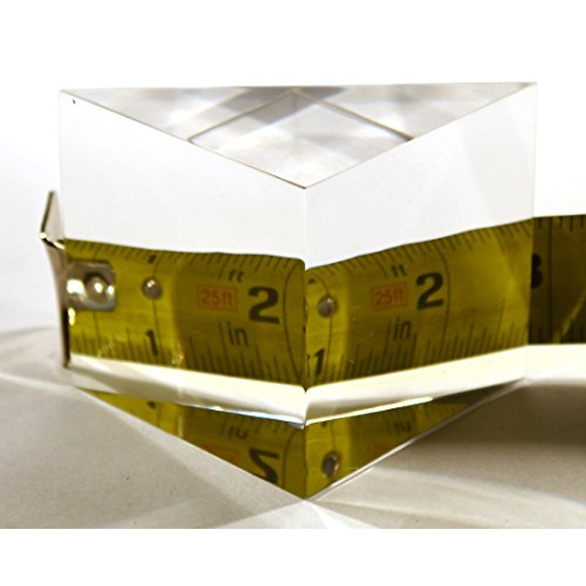 Right Angled Prism, 2.9" (74mm) Length, 2" (50mm) Hypotenuse - Triangular, 90x45x45 Degree Angles - Polished Acrylic - Excellent for Physics, Light Refraction & Wavelength Experiments - Eisco Labs