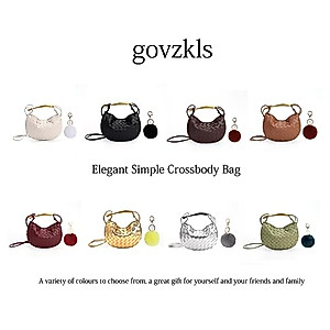 Woven Leather Hobe Dumpling Bag Dinner Handbag For Women Purse Hobo Bag Knotted Woven Summer Clutch Bag(Beige)