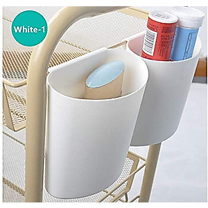 4Pcs Hanging Cup Holder,Rolling Cart Accessories Utility cart Accessories Hanging Bins,Hanging Flower Pots,Space Saver,Storage Bucket Desktop Container,Make Up Pencil Holder (White-1)