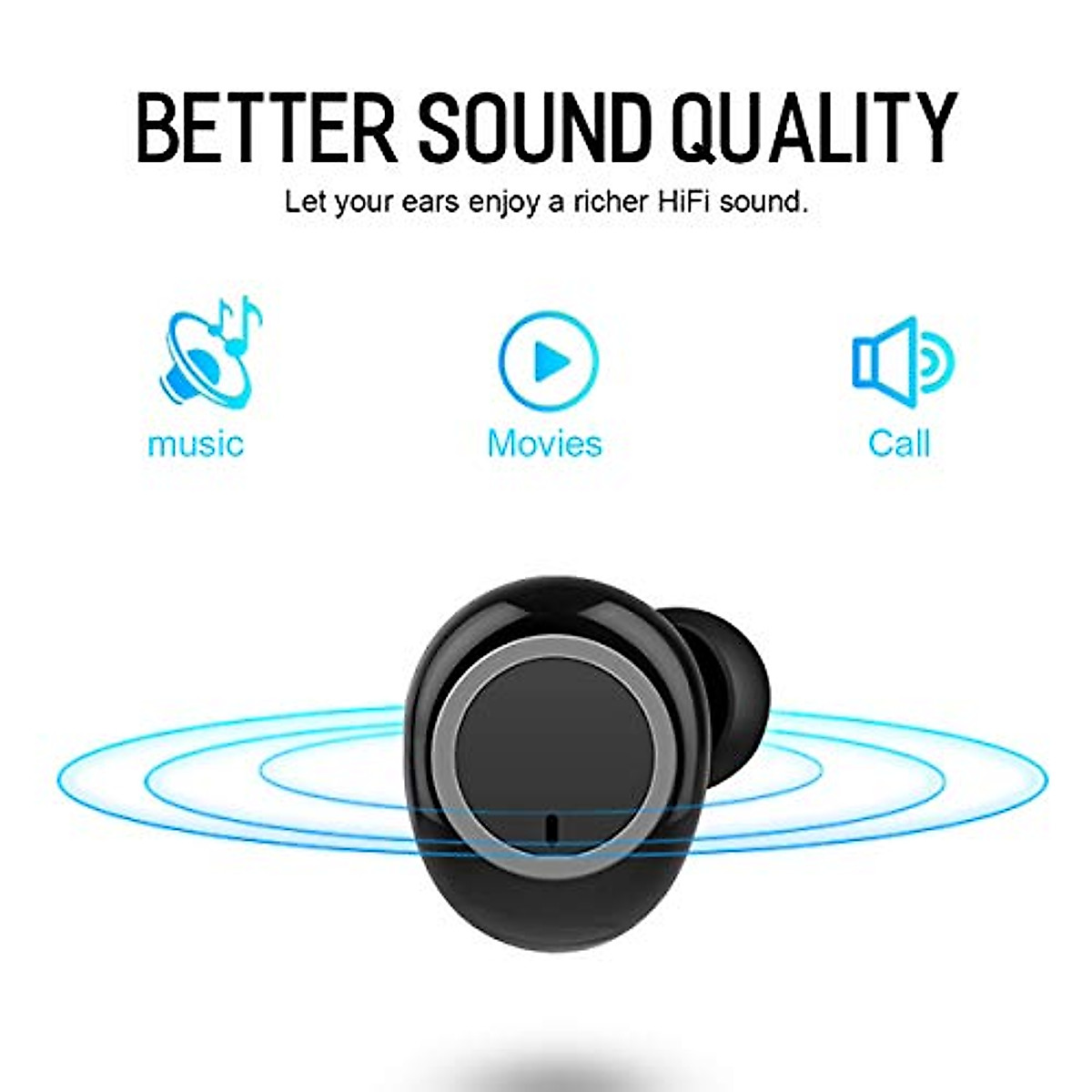 AICase Bluetooth Wireless Earphones, i30 Stereo Headphone with Charging Case, Bluetooth 5.0 Dual in-Ear Mini Earbuds, Earphones for Sports and Running