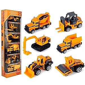 Jellydog Toy Small Construction Trucks , Kids Construction Vehicles Toy, Friction Powered Kids Dumper Truck, Bulldozers,Forklift,Tank Truck, Asphalt Car, Excavator Toy for Children
