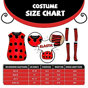 INNOCHEER Ladybug Costume for Girls 2-10, Halloween Costumes for Kids Girls Ladybug Costume Toddler with Accessories Toys, M (4-5years Old)