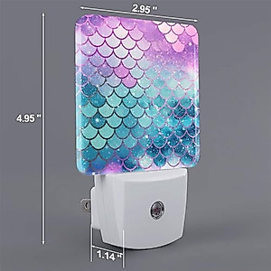 WUFNUUL Night Light Plug into Wall Mermaid Scale Blue Pink Sensor Led Dusk to Dawn Night Lamp Plug-in Home Decorative for Bedroom Bathroom Kitchen Hallway Stairs Hallway Energy Efficient