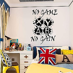 Graffiti No Game No Gain Wall Sticker Boy Room Game Room Video Game Area Controller Joystick Gamepad Wall Decal Bedroom 56x43cm