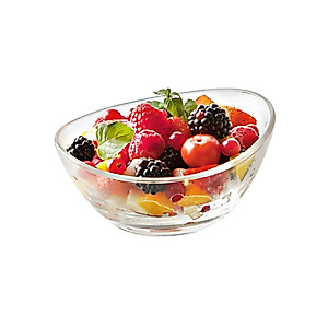 Barski European Glass Round Individual Bowl - Wavy Top (Set of 6), 5.5", Clear