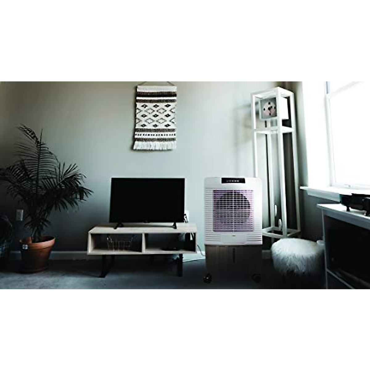 Hessaire MC26A Portable Evaporative Cooler, Humidifier, 2100 Cubic FPM, Cools 700 Sq. Ft., 2.5 GPH, White. For Garages, Shops, Patios, Pools, Workshops, Includes Remote Control for Ease of Operation